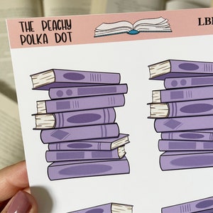 Purple Book Stack Reading Journal Sticker, Bookish Journaling Stickers ...