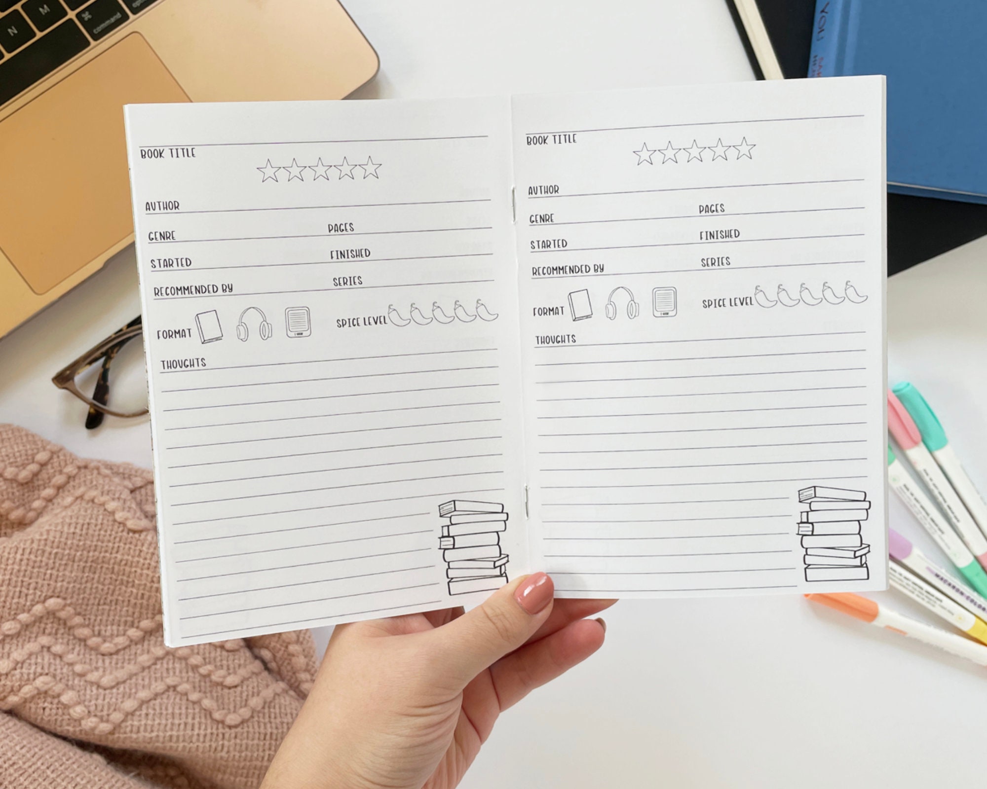 Mini Reading Journal, 5x7 Inch Mini Journal for Readers, Track up to 30 ...