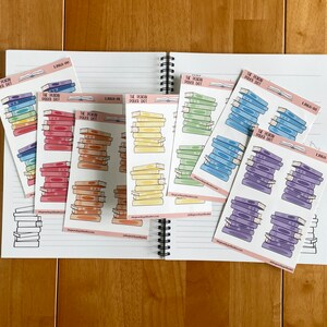 Rainbow Book Stack Reading Journal Sticker, Bookish Journaling Stickers ...