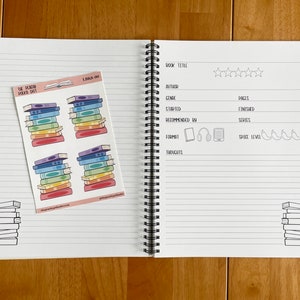 Rainbow Book Stack Reading Journal Sticker, Bookish Journaling Stickers ...