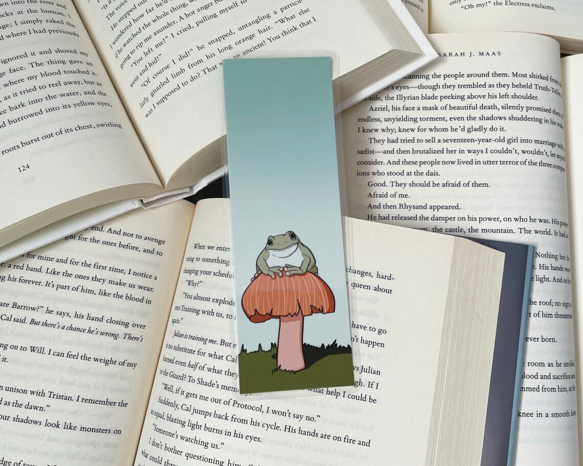 Cottage Core Bookmark Frog Sitting on Mushroom Bookmark - Etsy