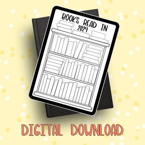 Printable Book Tracker for 2024, Printable Bookshelf, Book Log for ...