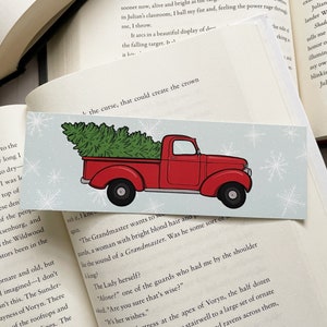 Christmas Truck Bookmark, Classic Holiday Truck on a Bookmark, Red Pick ...