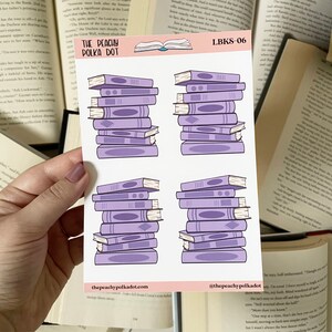 Purple Book Stack Reading Journal Sticker, Bookish Journaling Stickers ...