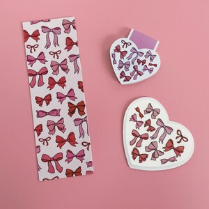 Pink Bows Bookmark, Valentines Day Bookmark, Feminine Bows Pink ...