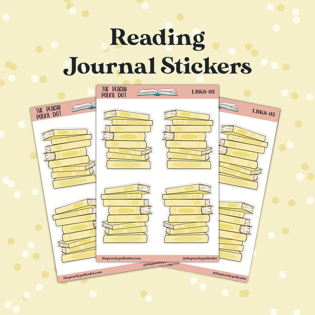 Yellow Book Stack Reading Journal Sticker, Bookish Journaling Stickers ...
