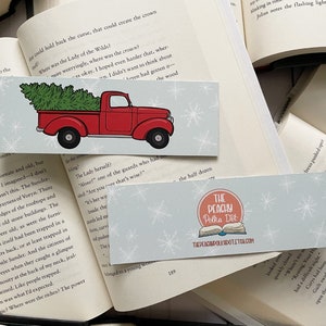 Christmas Truck Bookmark, Classic Holiday Truck on a Bookmark, Red Pick ...