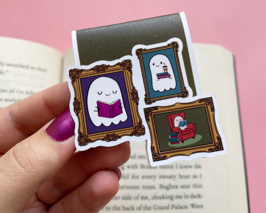 Ghost Reading Magnetic Bookmark, Spooky Cute Bookish Page Marker ...
