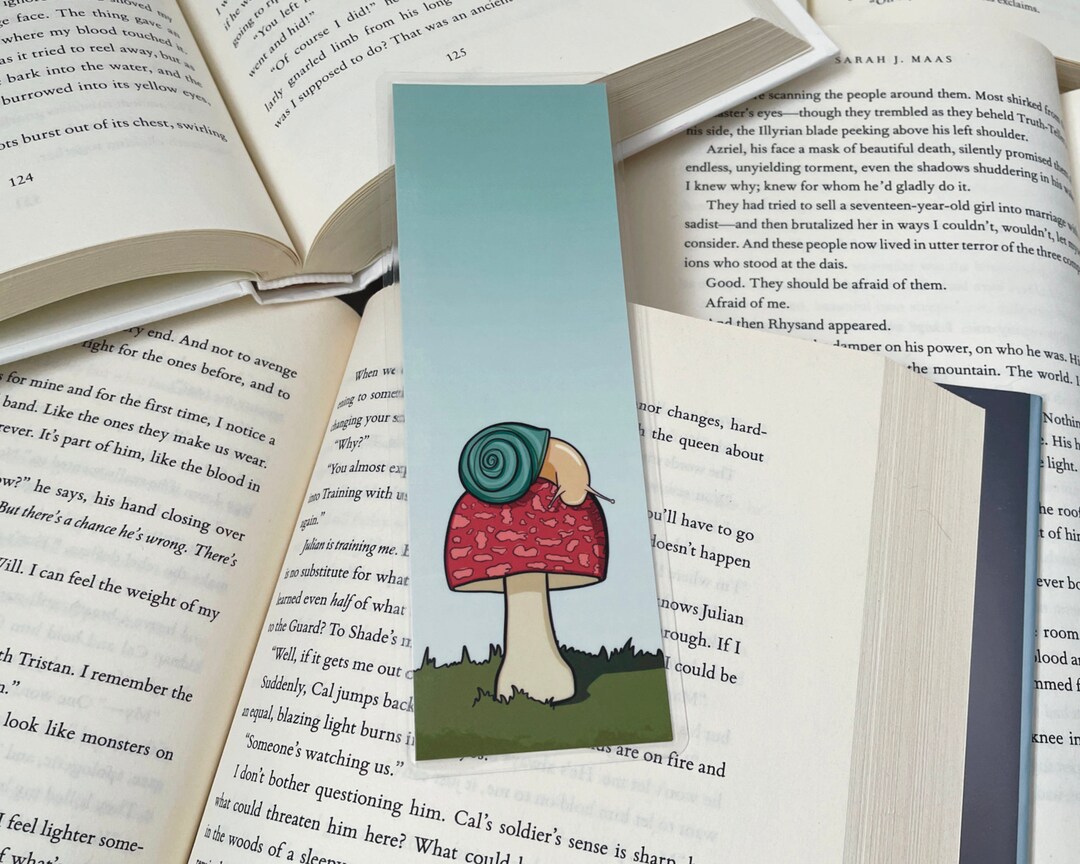 Cottage Core Bookmark, Snail Sitting on Mushroom Bookmark - Etsy