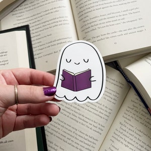 Ghost Reading Sticker, Spooky Season Stickers - Etsy
