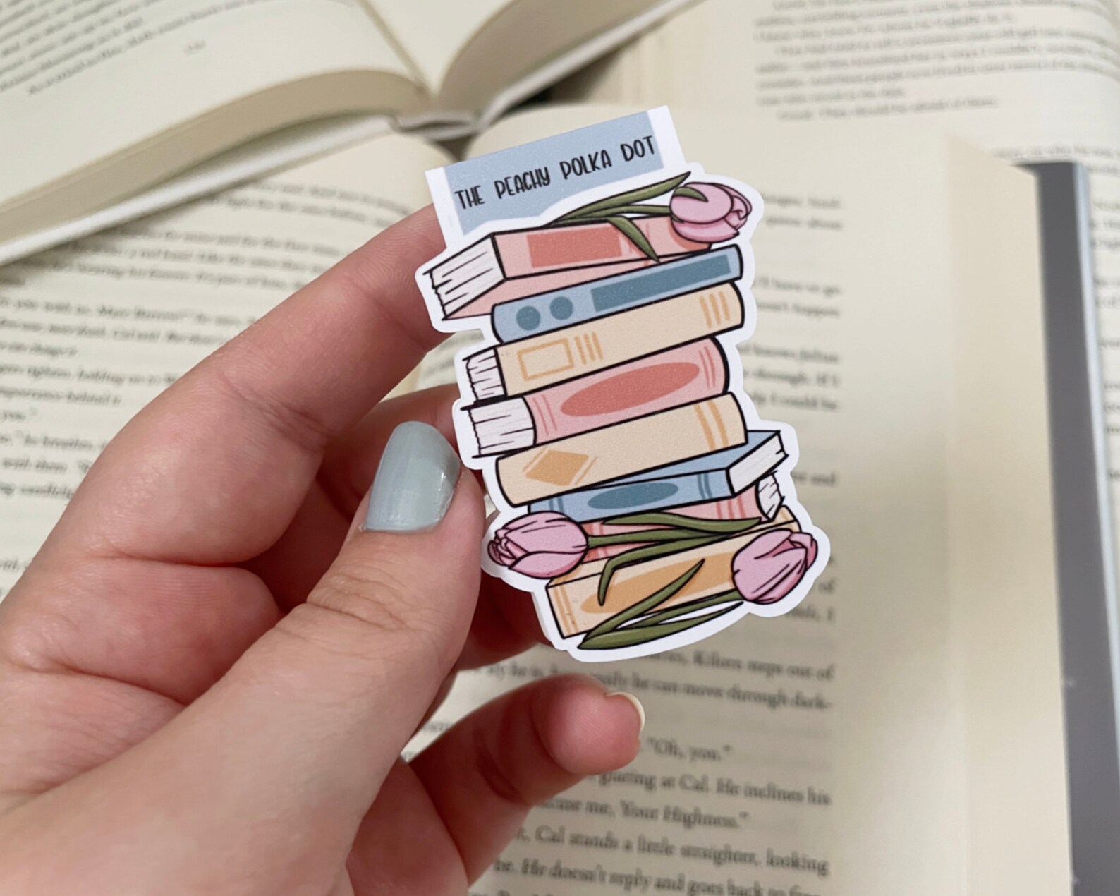 Romantic Book Stack Magnetic Bookmark - Etsy