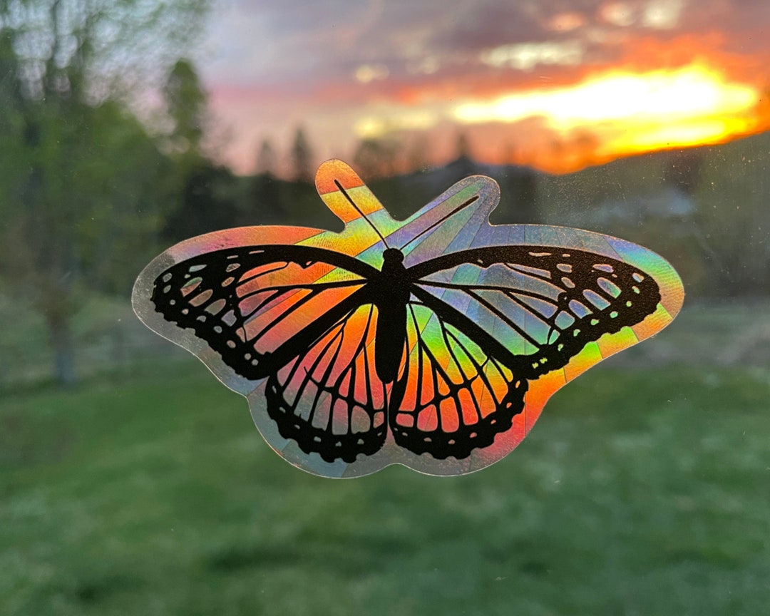 Butterfly Sun Catcher Sticker, Rainbow Sticker for Window - Etsy