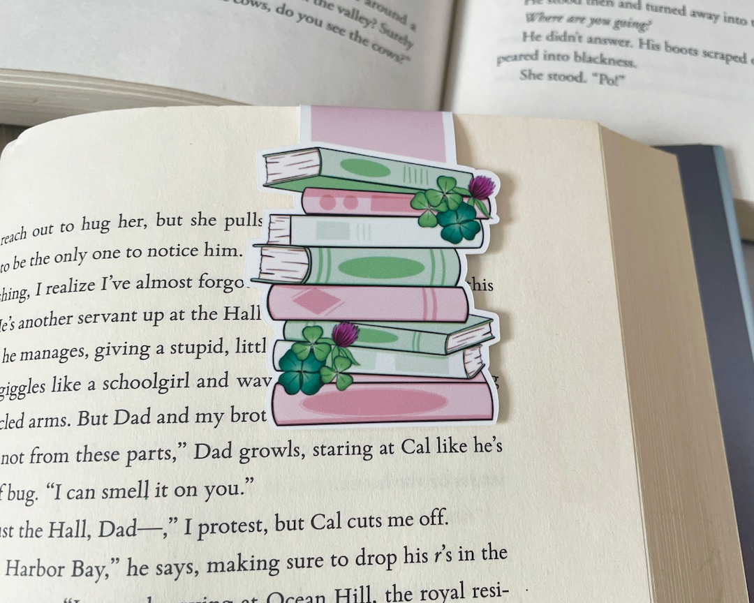 St Patricks Day Book Stack Magnetic Bookmark, Four Leaf Clover Bookmark ...