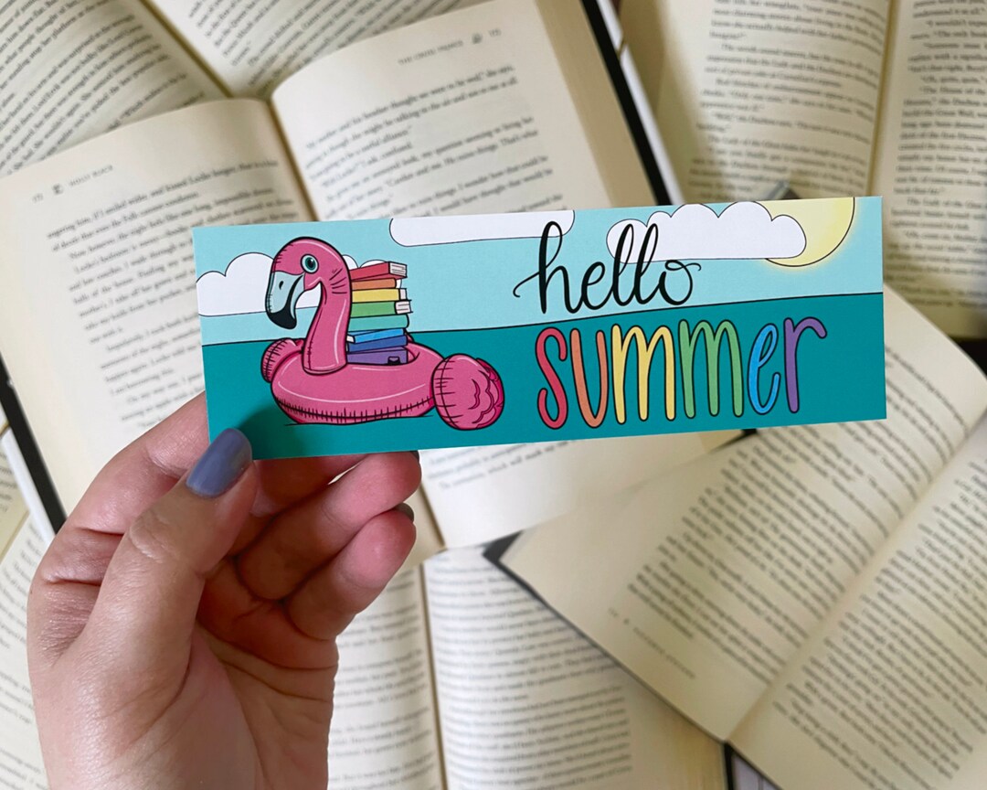 Hello Summer, Flamingo Pool Float Bookmark, Summer Themed Bookmark - Etsy