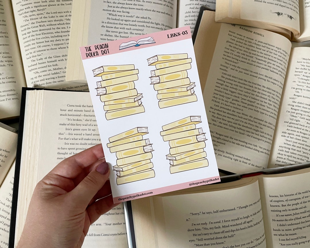 Yellow Book Stack Reading Journal Sticker Bookish Journaling - Etsy