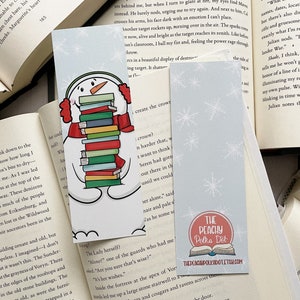 Snowman Holding a Stack of Books Bookmark, Cute Winter Bookmark With a ...