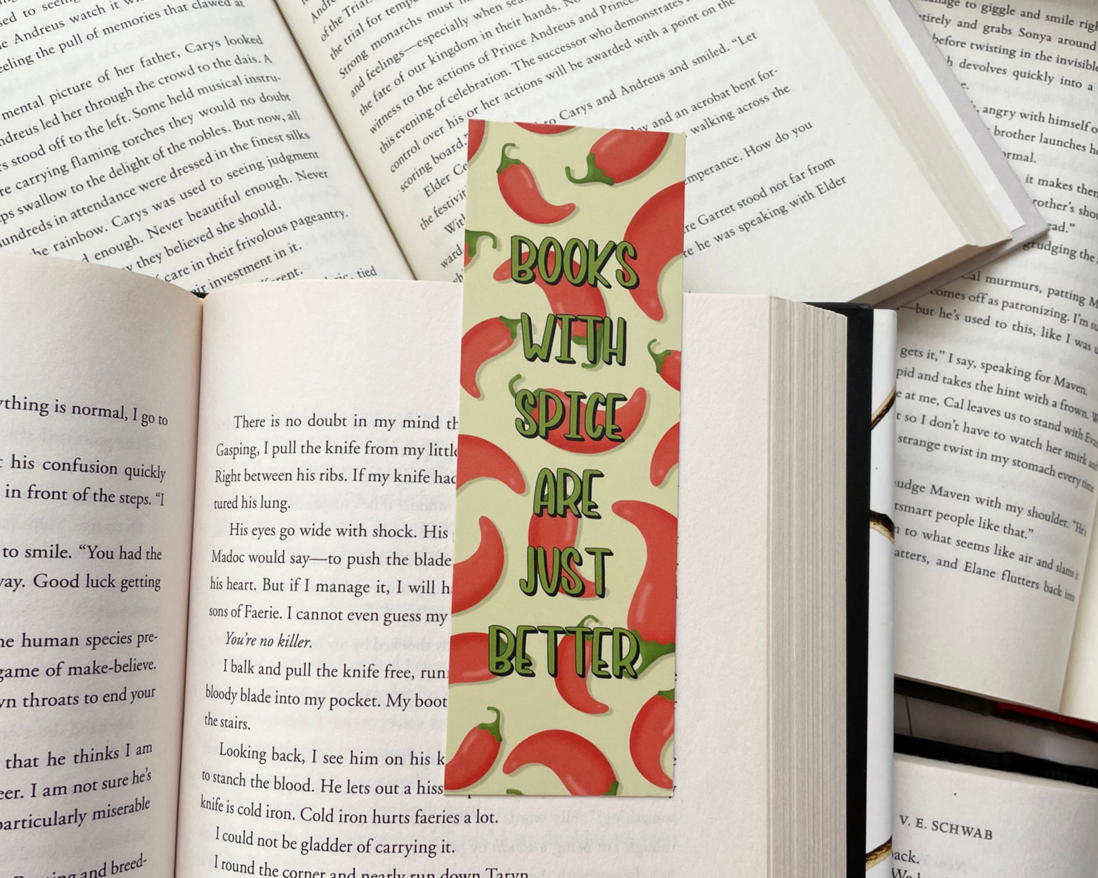 Books With Spice Bookmark, Spicy Romance Bookish Gift, Chili Pepper ...