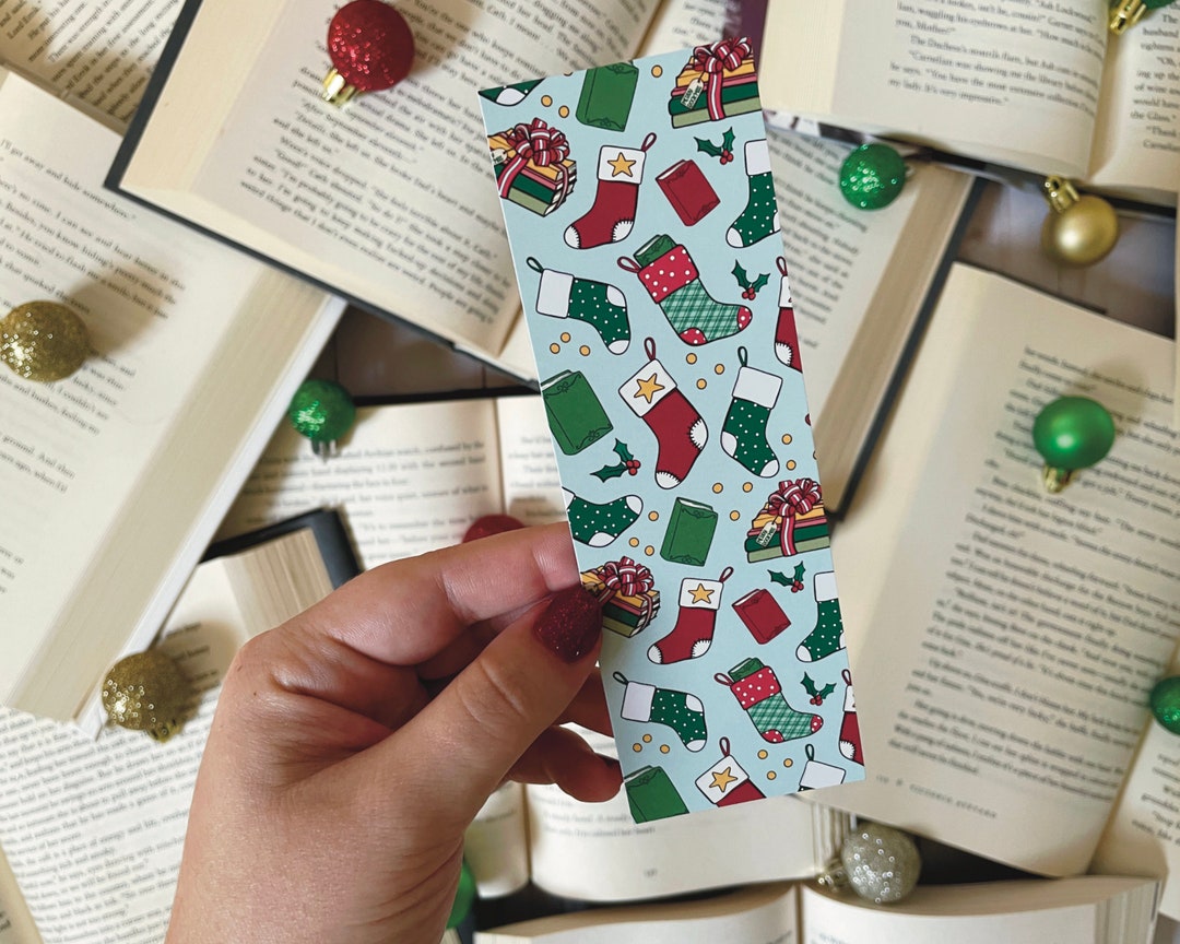 Christmas Stocking Filled With Books Bookmark, Gift for Book Lovers and ...