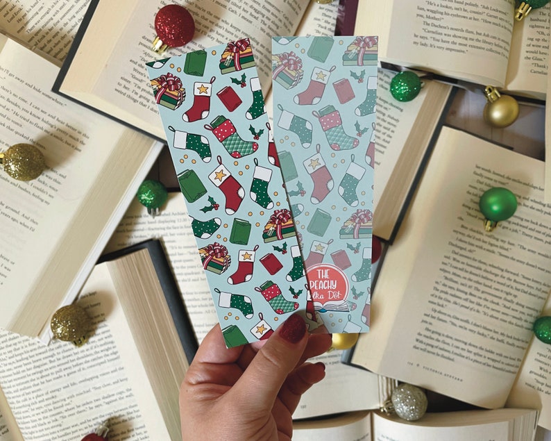 Christmas Stocking Filled With Books Bookmark, Gift for Book Lovers and ...