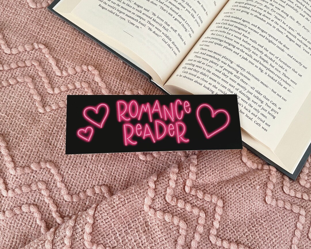 Romance Reader Bookmark, Neon Heart Bookish Bookmark, Paper Bookmark ...