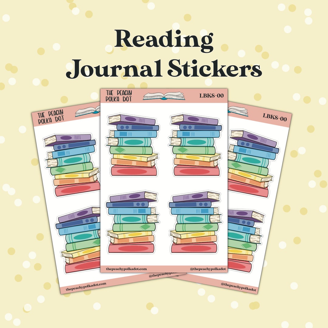 Rainbow Book Stack Reading Journal Sticker, Bookish Journaling Stickers ...