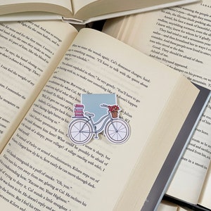 Bike With Books and Flowers Magnetic Bookmark - Etsy