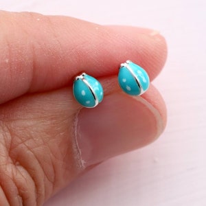 Silver Stud Ladybug Earrings Set - Etsy UK