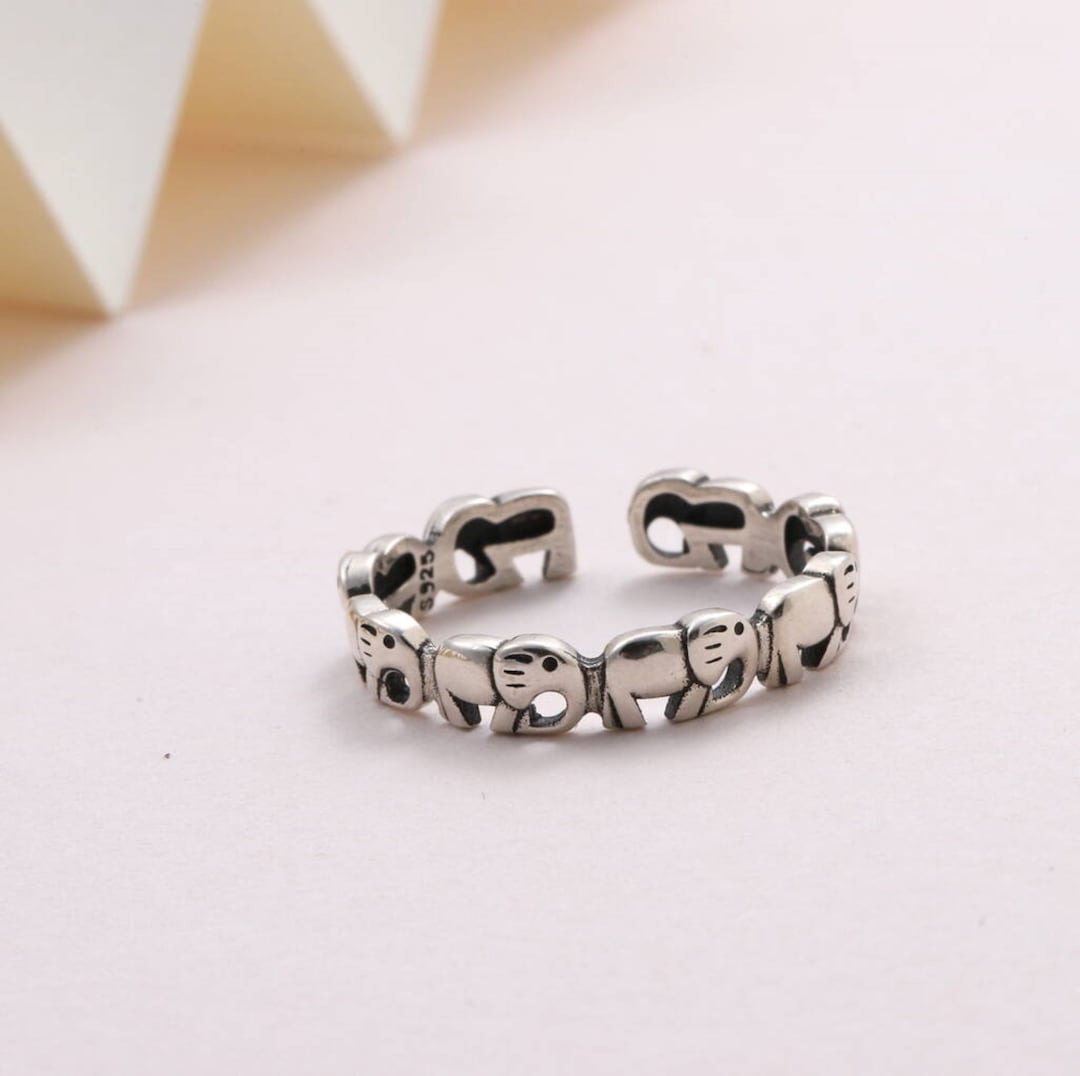 Sterling Silver Elephants Ring /handmade Elephant Ring / Statement Ring ...