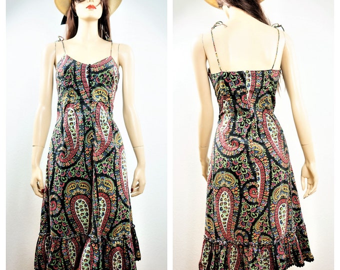 70s Hippie Boho Paisley Sundress Gunne Sax Style Summer Dress / Sassy ...