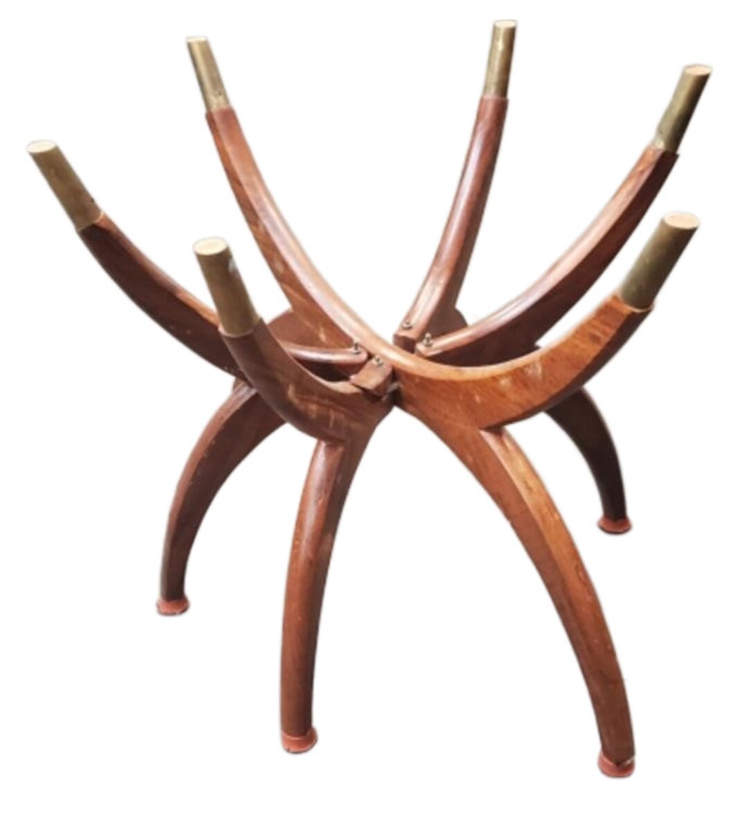 MCM Walnut Moroccan Tray Stand and Tray Spider Leg Moroccan Tray Stand ...