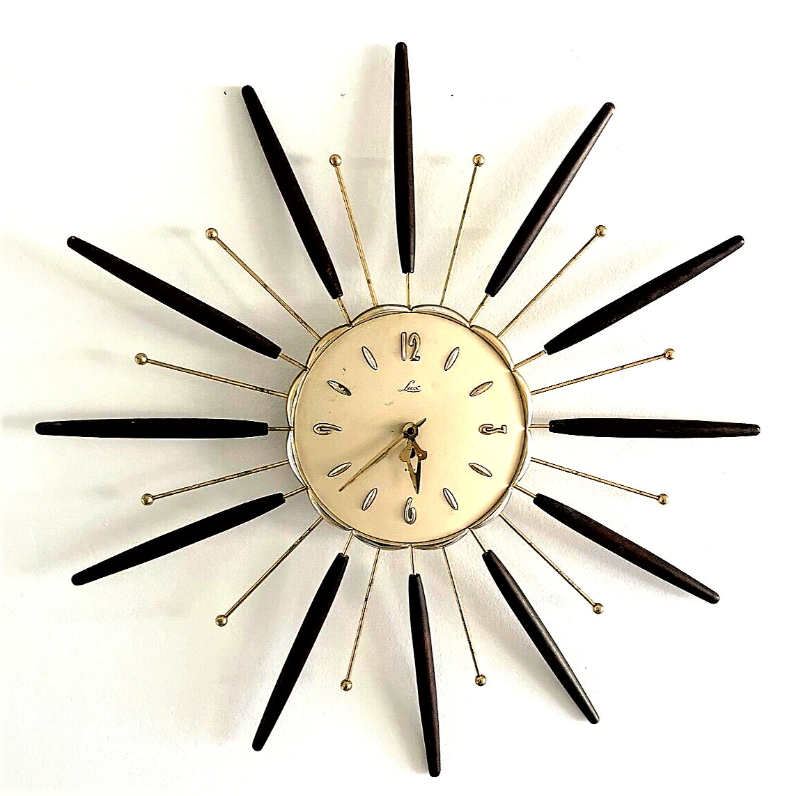 Vintage LUX Mid Century Atomic Sunburst Teak Metal Wall 8-day Clock - Etsy
