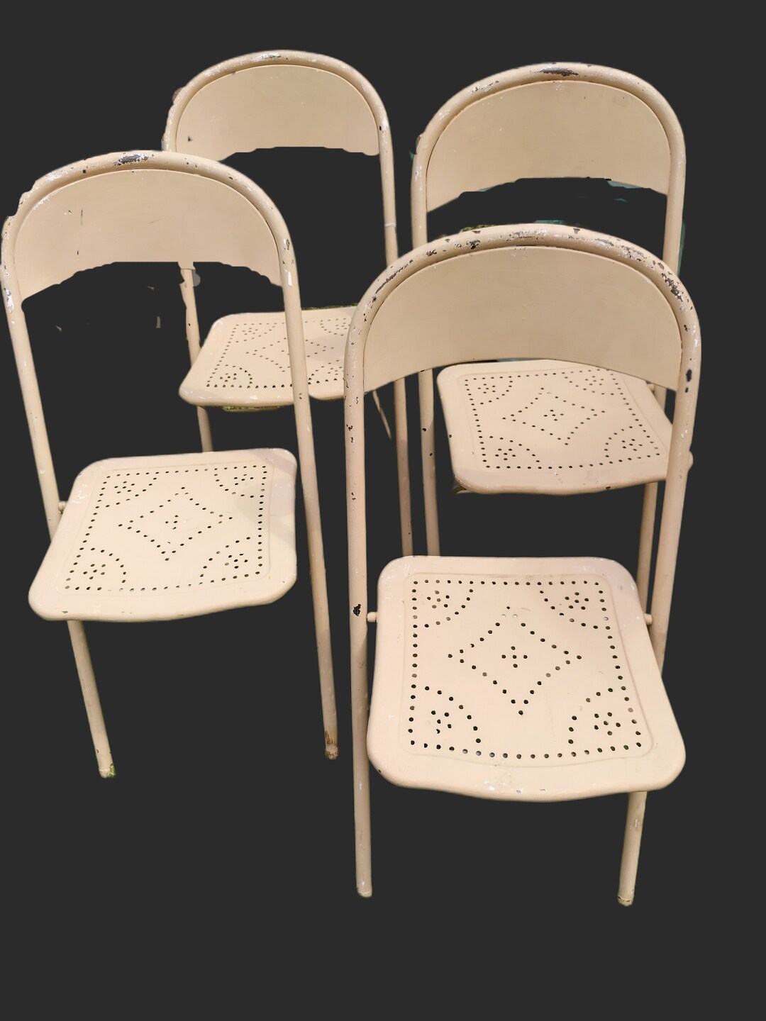 40's Star Punch Metal Lawn Chairs Punch Metal Folding Chairs 1940 ...