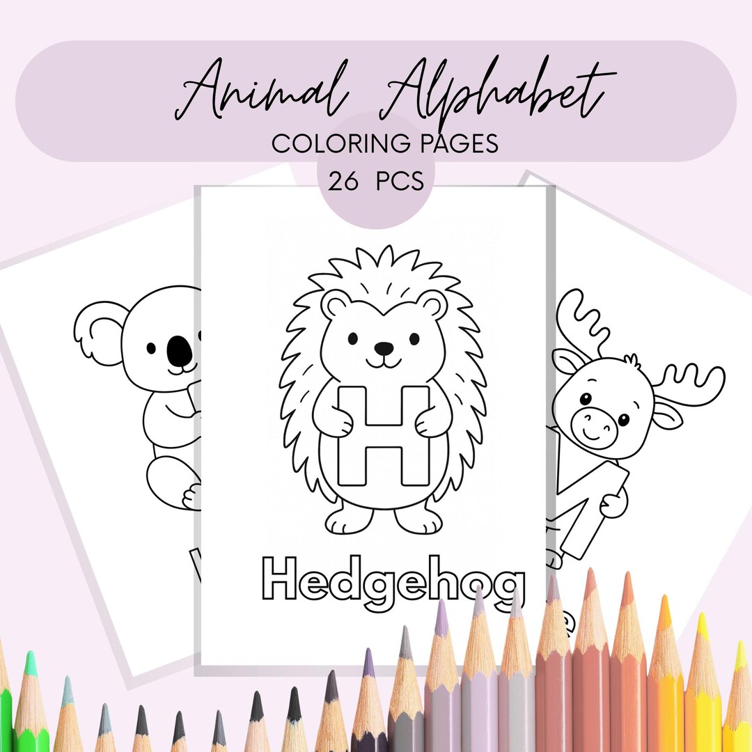 Animal Alphabet Baby Shower Coloring Book. ABC Printable PDF ...