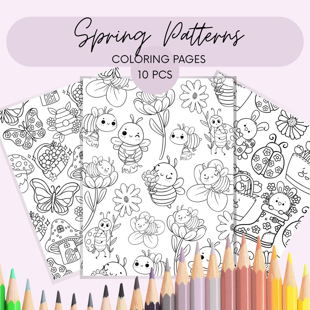 Desenhos para colorir com padrões de primavera para imprimir para ...