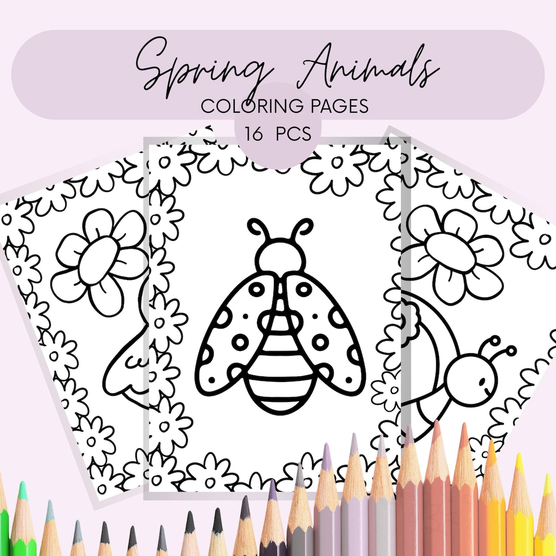 Spring Coloring Pages for Kids. 16 Printable April Activity PDF ...