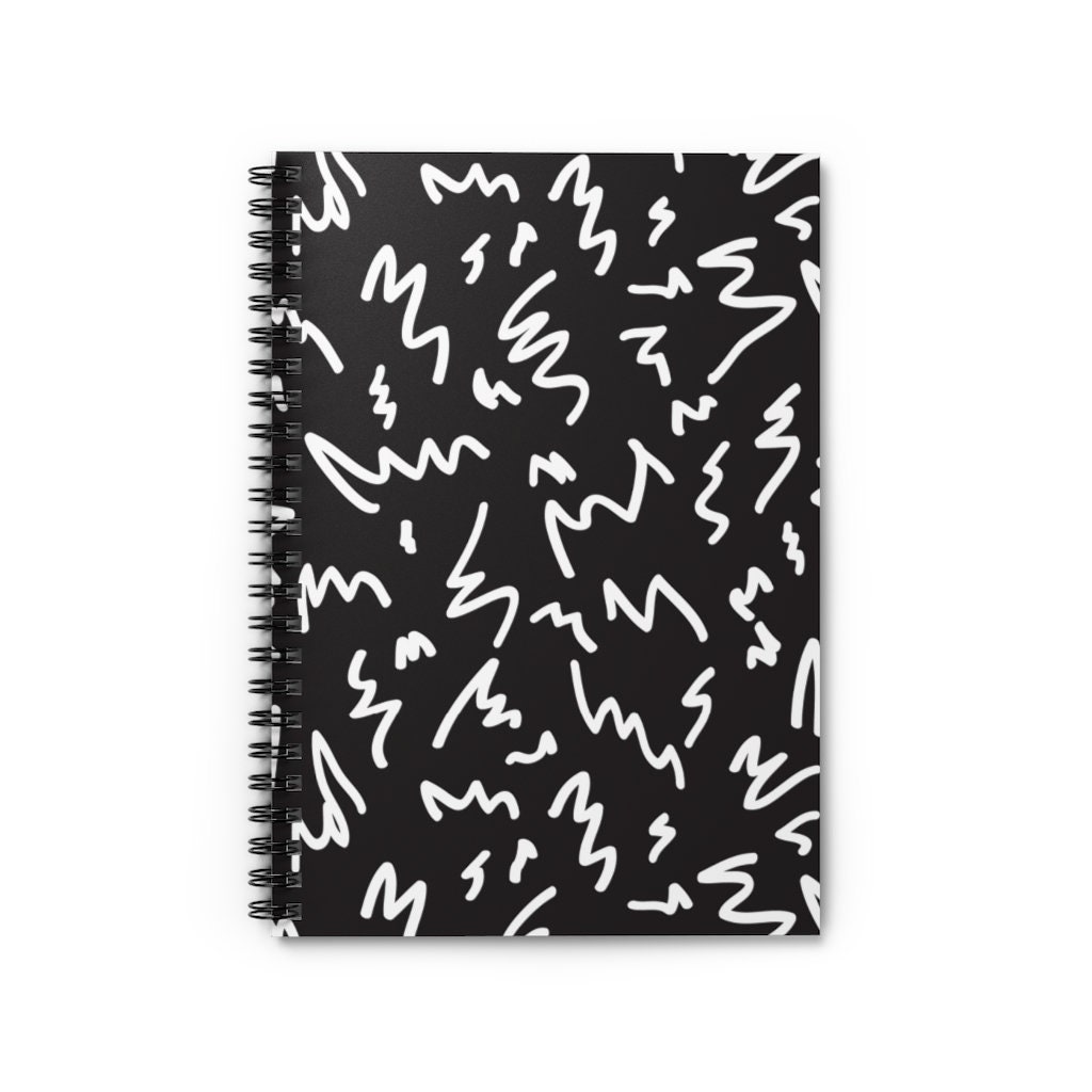 Modern Black and White Ruled Line Spiral Notebook. Lined | Etsy