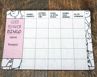 Magnetic Good Behavior BINGO Custom Dry Erase Reward Chart | Etsy