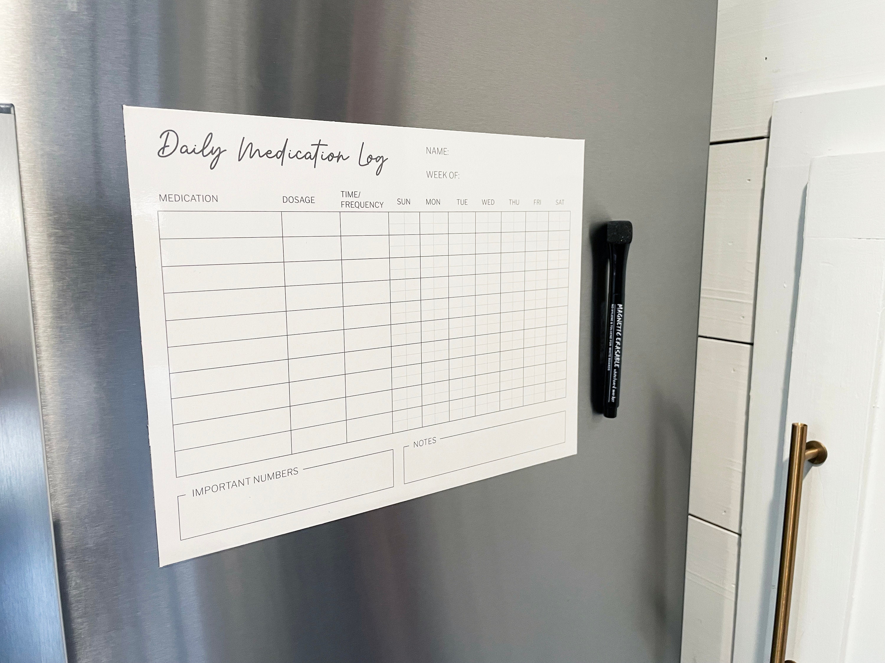 Dry Erase Daily Medication Log, Prescription Tracker List, Eco-friendly ...