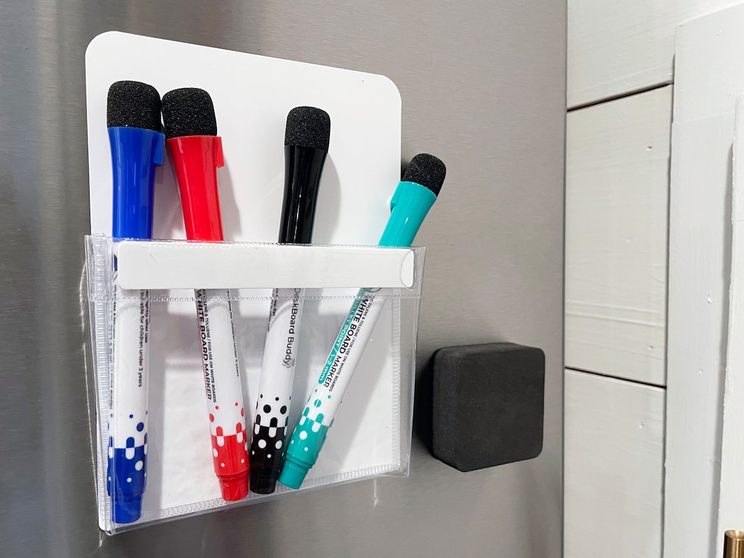 White Soft Plastic Magnetic Pen Holder, Magnetic Storage Pocket for ...