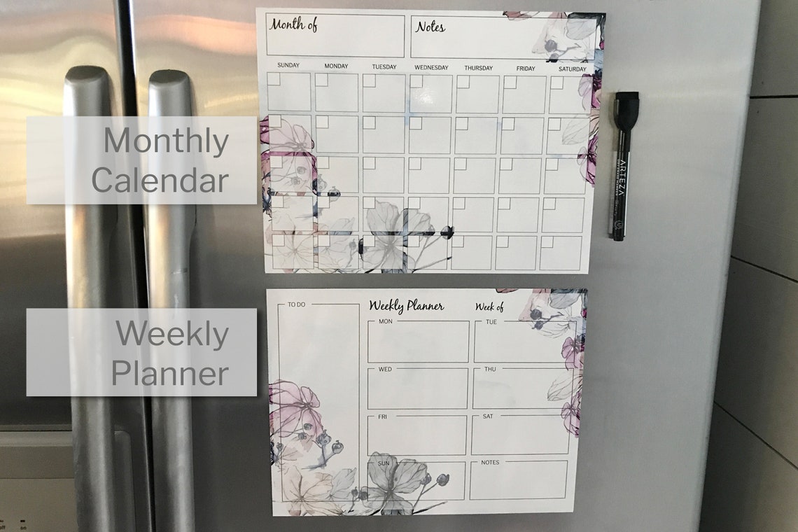 Pink and Blue Floral Magnetic Daily Tasks Chart Dry Erase | Etsy