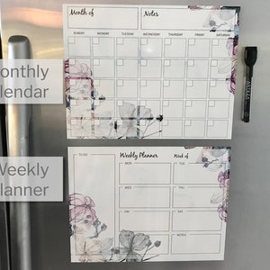 Pink and Blue Floral Magnetic Daily Tasks Chart Dry Erase | Etsy