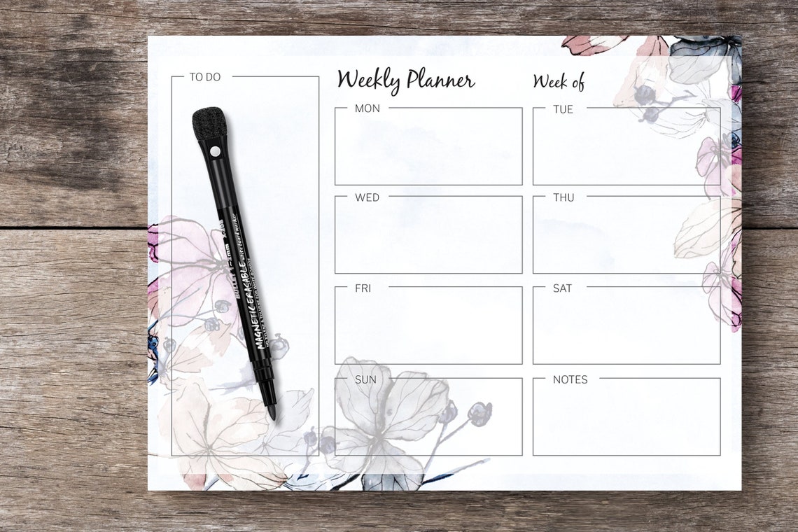Pink and Blue Floral Magnetic Daily Tasks Chart Dry Erase - Etsy