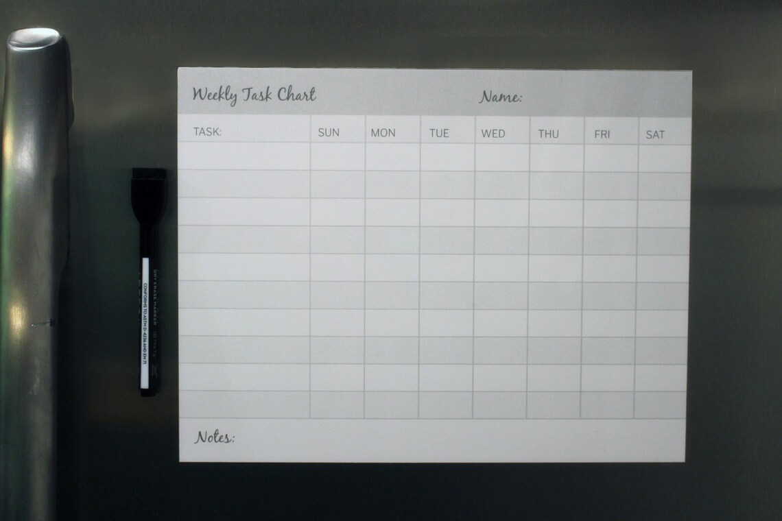 Home School Dry-erase Task Magnet Chart Re-usable Weekly - Etsy