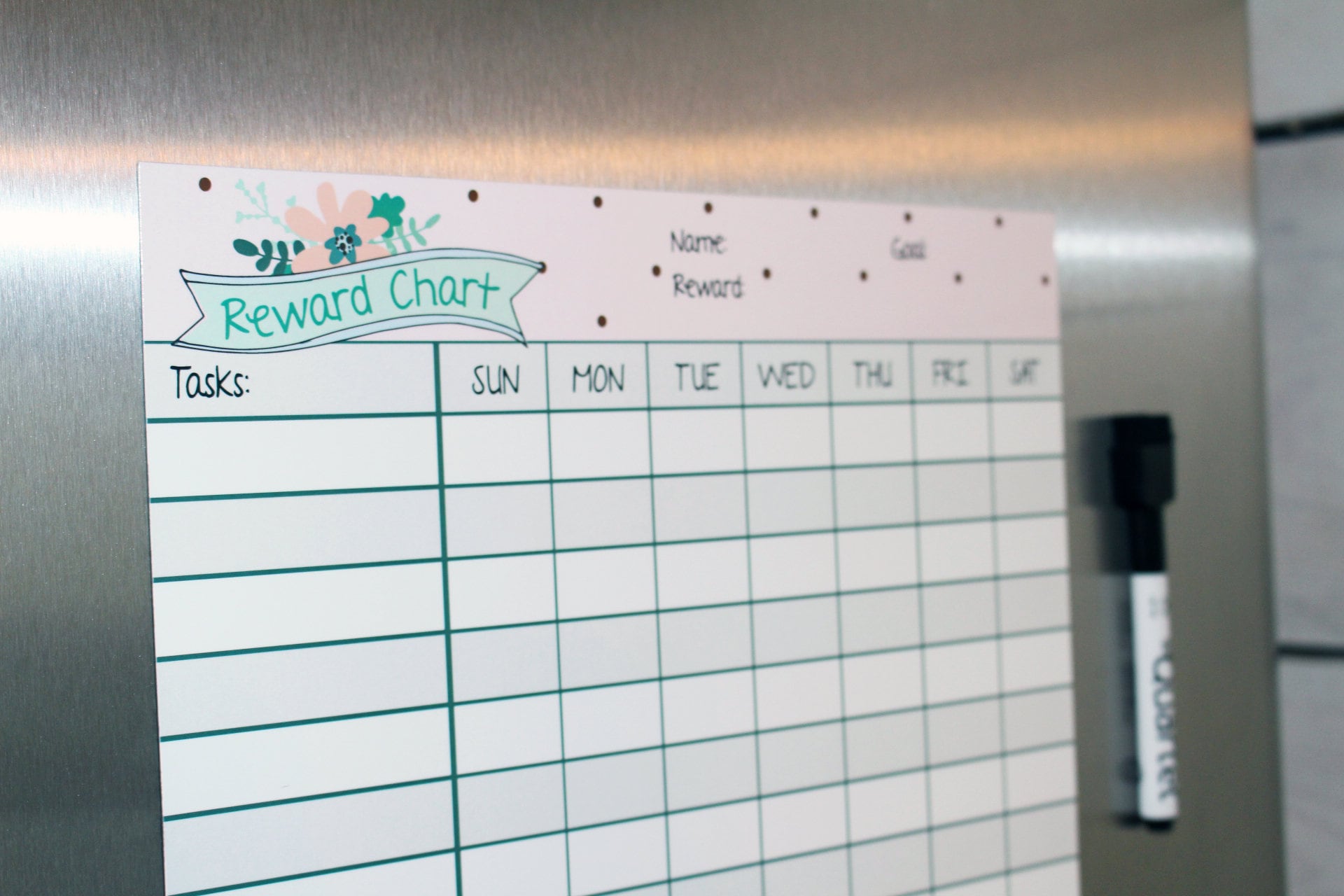 Magnetic Daily Tasks Rewards Chart, Customizable Dry Erase Reward Chart ...