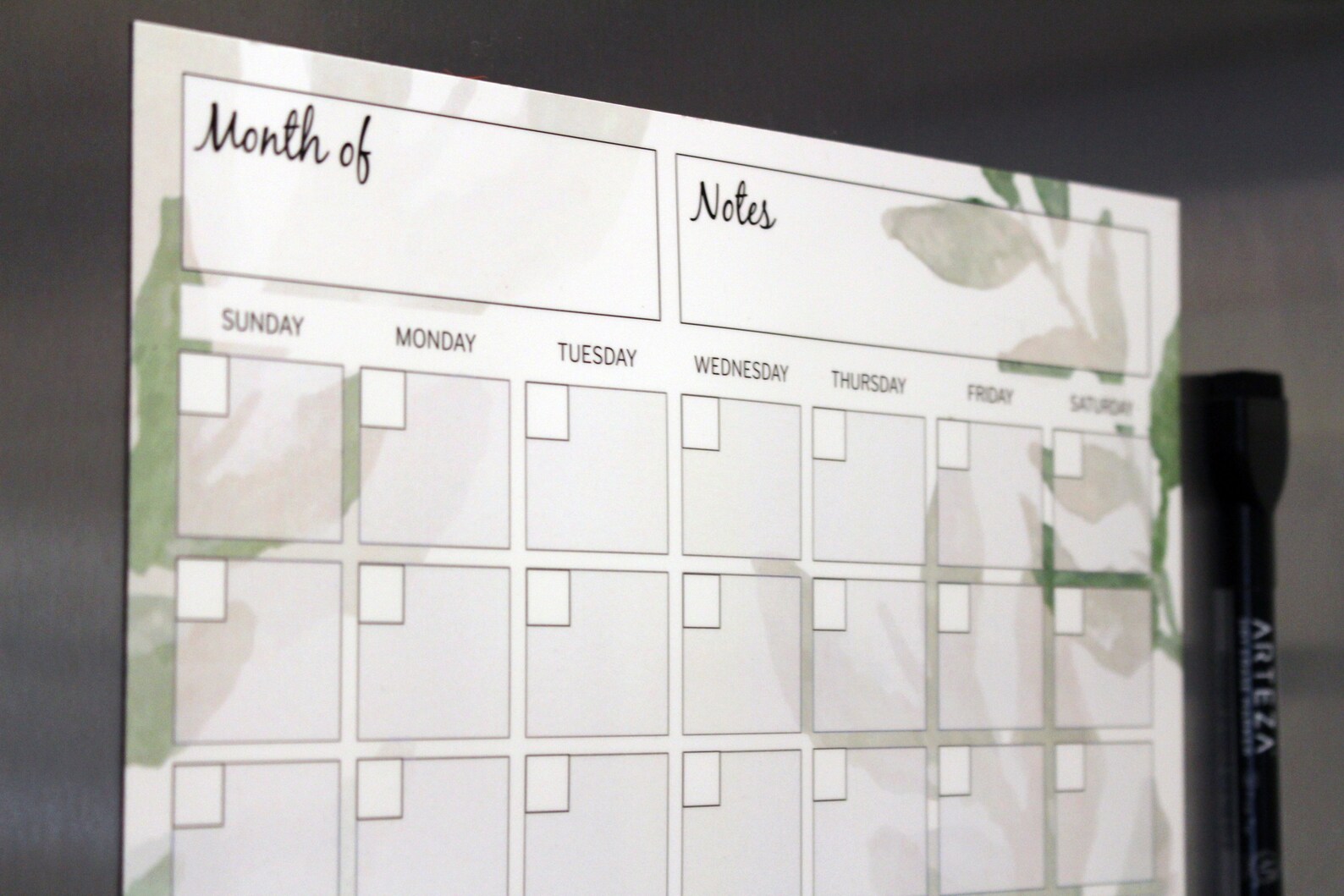 Dry Erase Botanical Monthly Calendar, Magnetic Organizer, Fridge ...