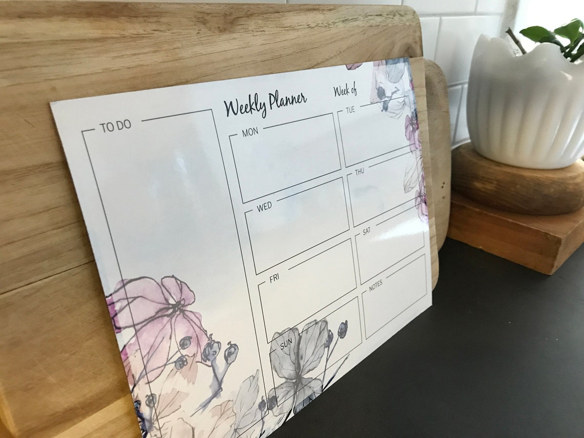 Pink and Blue Floral Magnetic Daily Tasks Chart Dry Erase | Etsy