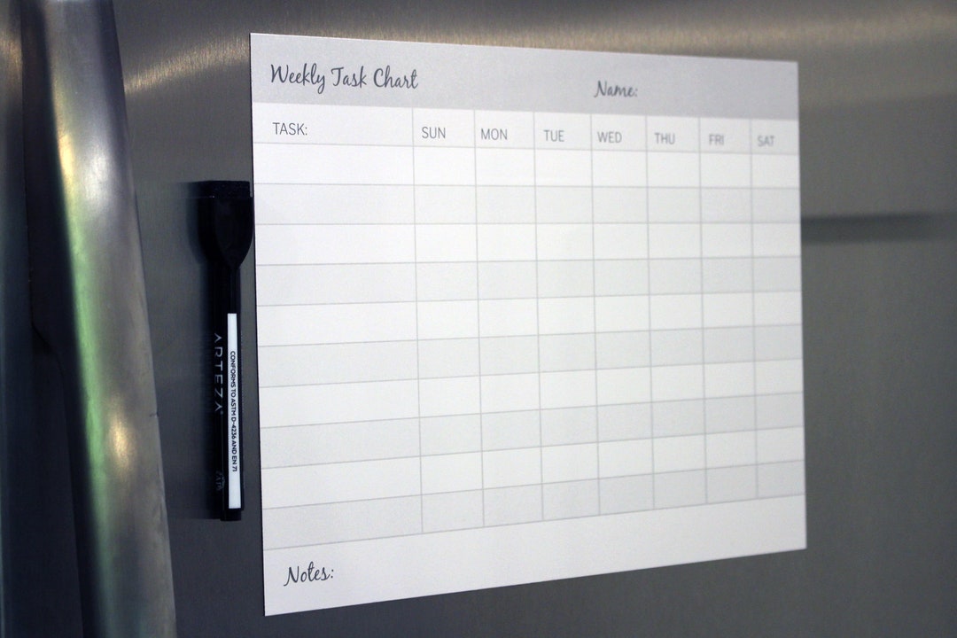 Home School Dry-erase Task Magnet Chart, Re-usable Weekly Chore Chart ...