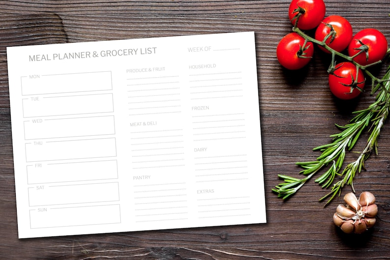 Weekly Meal Planner and Grocery List Notepad / Modern Grocery List ...