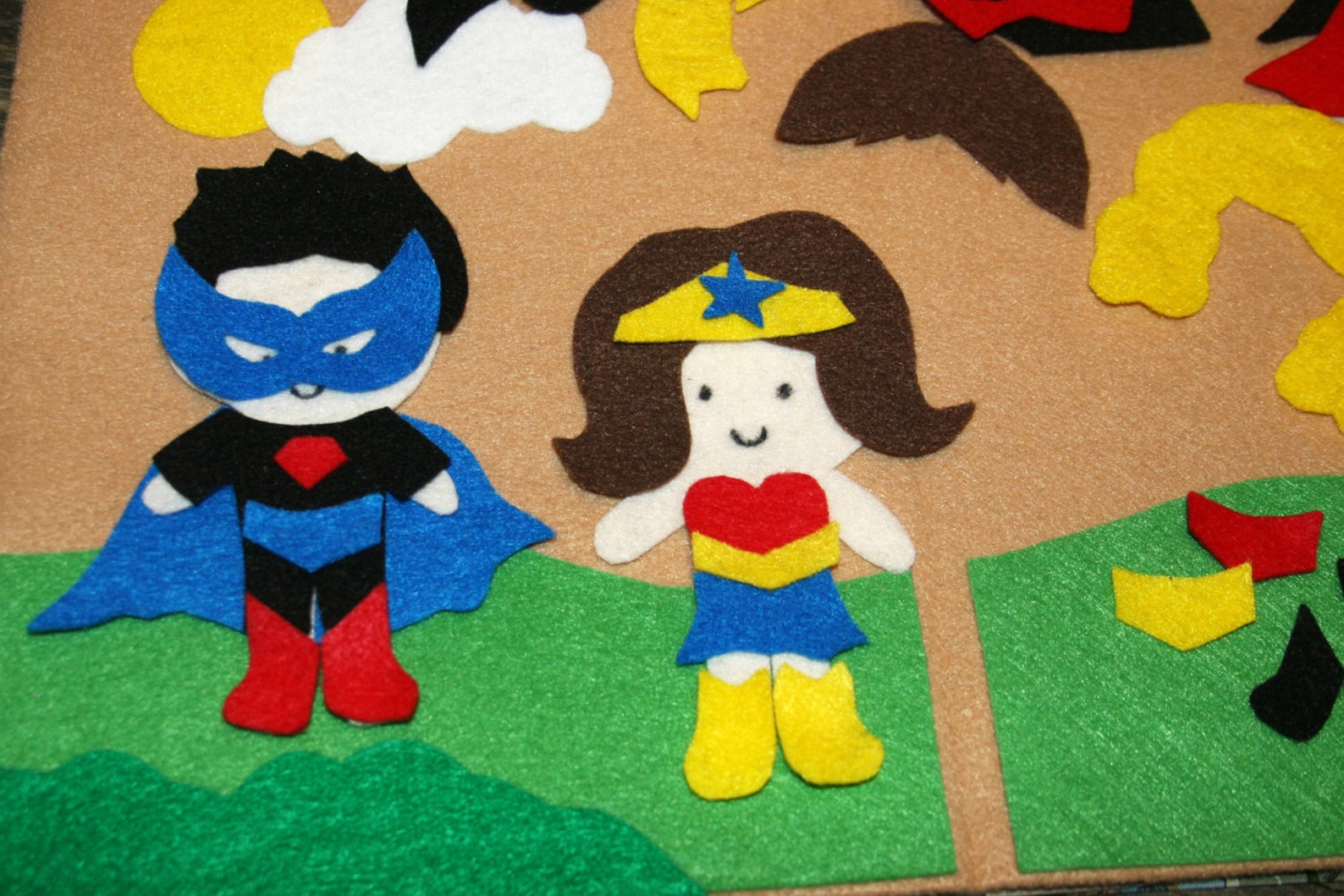 Superhero Felt Play Set Kids Felt Play Mat Superhero Dress - Etsy