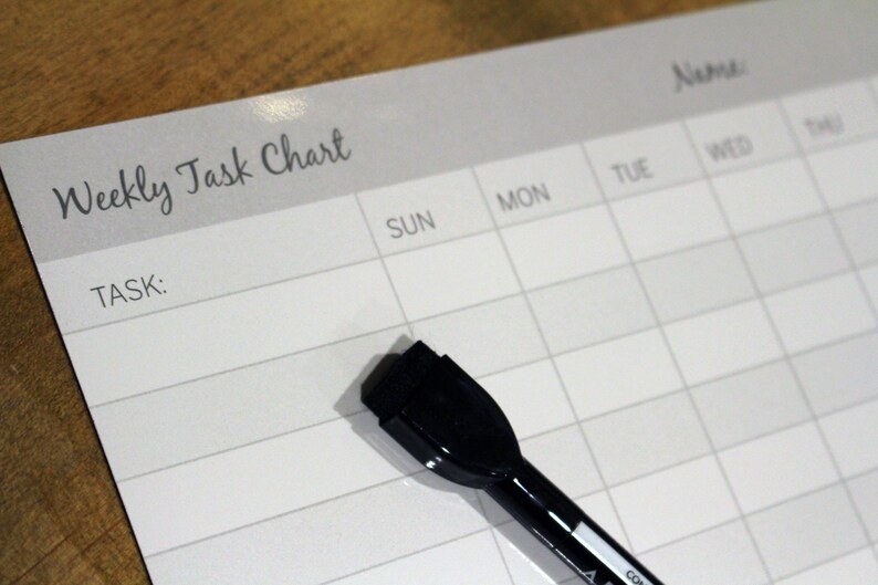 Home School Dry-Erase Task Magnet Chart Re-usable Weekly | Etsy